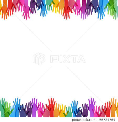 Color Hand Print Border Isolated White Background - Stock Illustration ...