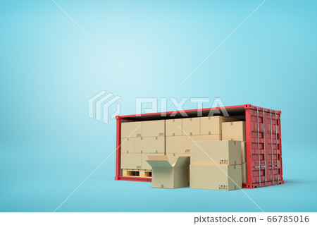 3d rendering of red shipping container filled... - Stock Illustration ...