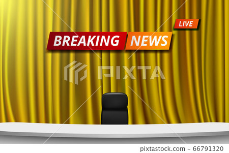 white table and chair with breaking news live... - Stock Illustration ...