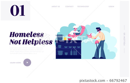 Volunteer Serving Food to Homeless People... - Stock Illustration ...