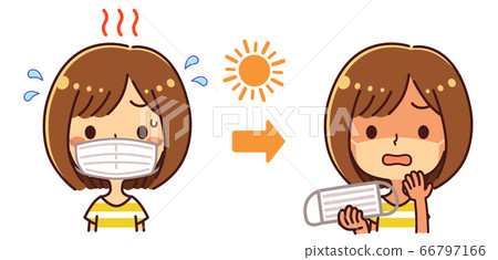 Mask sunburn women shock - Stock Illustration [66797166] - PIXTA