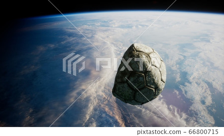 old soccer ball in space on Earth orbit - Stock Illustration [66800715 ...