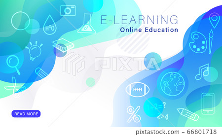 e-learning background with line icons and... - Stock Illustration ...