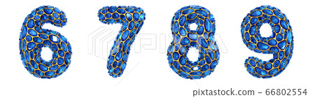 Number set 6, 7, 8, 9 made of 3d render diamond... - Stock Illustration ...