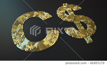 Canadian dollar sign made with gold wire, 3d...-插圖素材 [66805278] - PIXTA圖庫