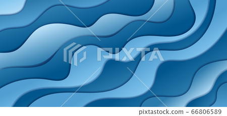 Abstract blue gradient waves shape layer paper cut - Stock Illustration ...