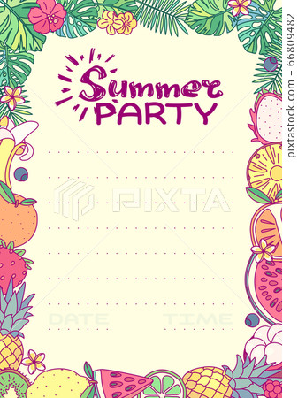 vector Summer party card template - Stock Illustration [66809482] - PIXTA