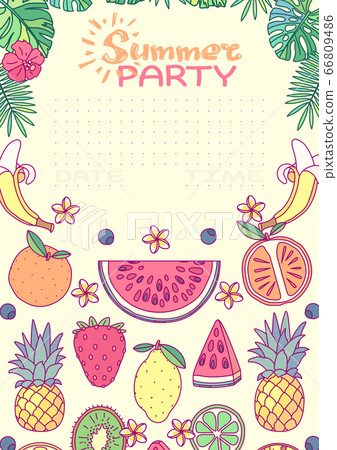 vector Summer party card template - Stock Illustration [66809486] - PIXTA