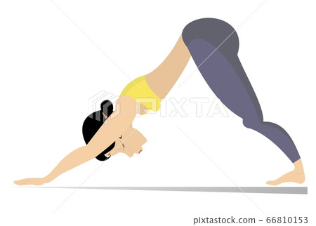 Young woman does sport or yoga exercise... - Stock Illustration ...
