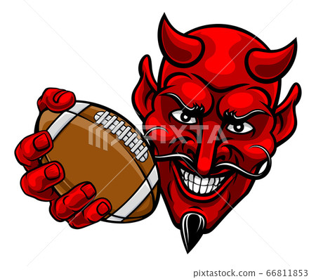 Devil American Football Sports Mascot Cartoon - Stock Illustration ...