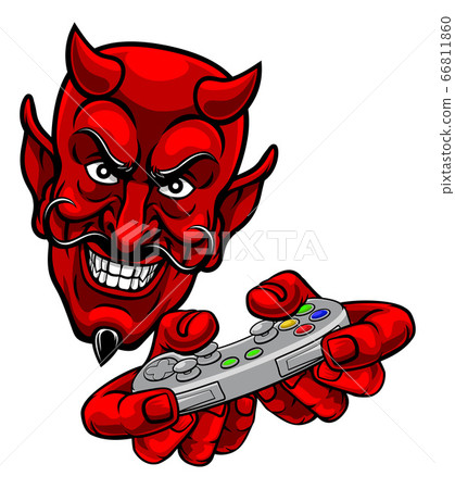 Devil Gamer Video Game Controller Mascot Cartoon - Stock Illustration ...