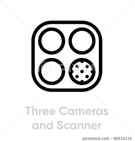 Tree Cameras and Scanner Phone Multi-Cameras... - Stock Illustration ...