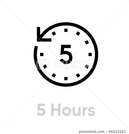 5 Hours icon. Flat vector illustration in black... - Stock Illustration ...