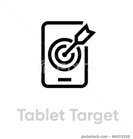 Tablet Target icon. Editable line vector. - Stock Illustration ...