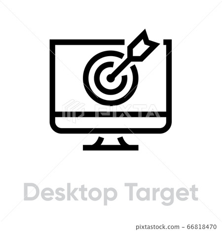 Desktop Target icon. Editable line vector. - Stock Illustration ...