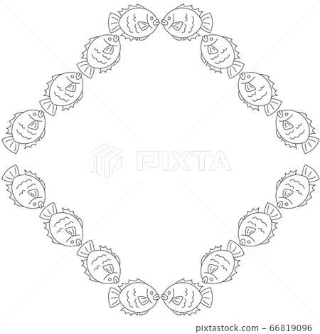 Sea bream frame square line drawing - Stock Illustration [66819096] - PIXTA