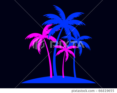 Palm trees in blue and pink. Fashionable color - Stock Illustration ...
