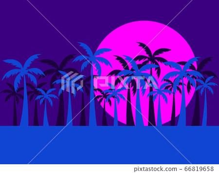 Palm trees in blue and pink. Fashionable color - Stock Illustration ...