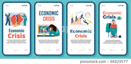 Economic crisis app banner set on phone... - Stock Illustration ...