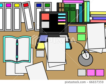 Messy work desk - Stock Illustration [66837359] - PIXTA