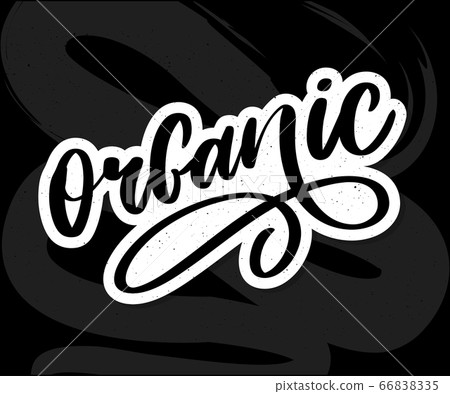 Organic brush lettering. Hand drawn word organic - Stock Illustration ...