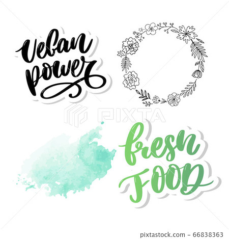 Fresh food lettering calligraphy Rubber Stamp - Stock Illustration ...