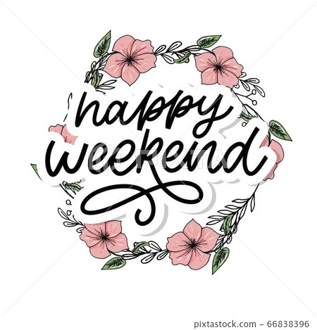 Happy weekend hand lettering vector. Perfect - Stock Illustration ...