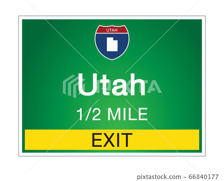 Highway signs before the exit To the state Utah Of - Stock Illustration ...