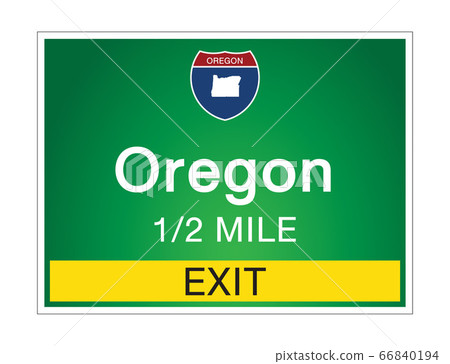 Highway signs before the exit To the state Oregon - Stock Illustration ...