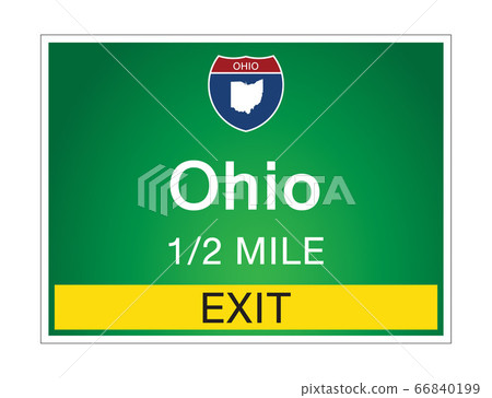 Highway signs before the exit To the state Ohio Of - Stock Illustration ...
