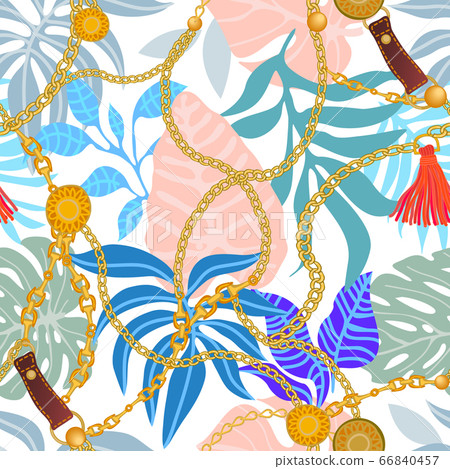 Seamless vector pattern with tropical motifs. - Stock Illustration ...