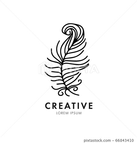 Black line feather icon logo isolated on white - Stock Illustration ...