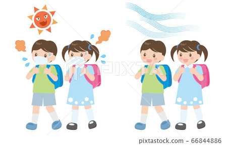 Children with and without mask - Stock Illustration [66844886] - PIXTA
