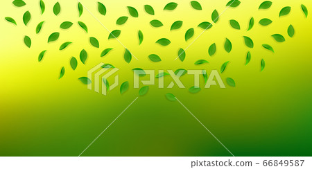 Falling green leaves. Fresh tea random leaves flyi - Stock Illustration ...