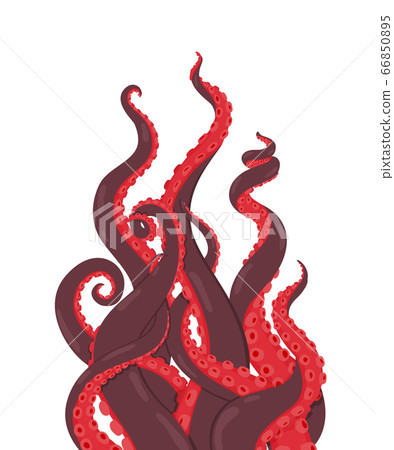 Octopus. Red octopus tentacles reaching... - Stock Illustration ...