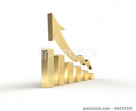 Golden business bar graph perspcetive in 3d... - Stock Illustration ...
