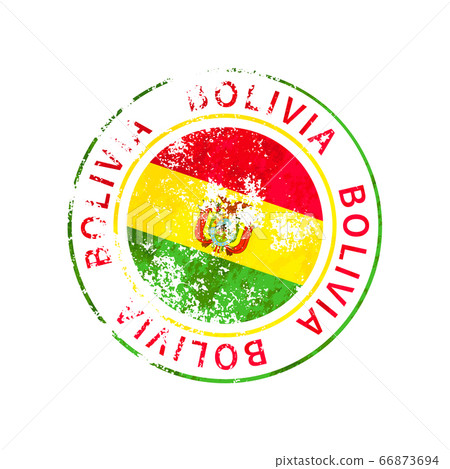 Bolivia sign, vintage grunge imprint with flag on - Stock Illustration ...