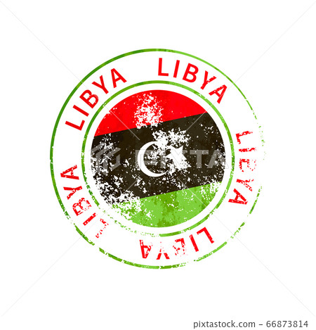 Libya sign, vintage grunge imprint with flag on - Stock Illustration ...