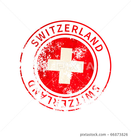 Switzerland sign, vintage grunge imprint with flag - Stock Illustration ...