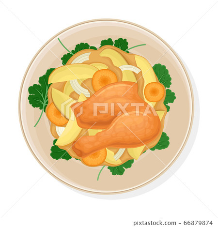 Dish of Chicken and Vegetable Gravy with... - Stock Illustration ...