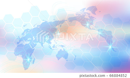 Colorful global network cyber communication IT... - Stock Illustration ...