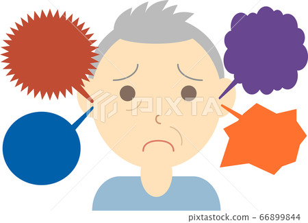 White-haired man hearing a hallucination - Stock Illustration [66899844 ...