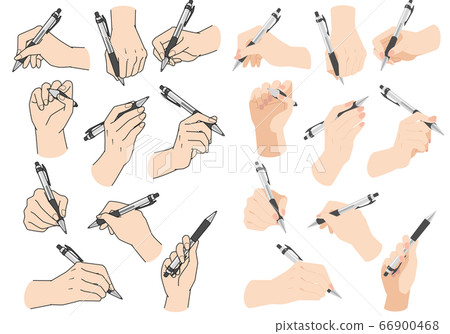 Hand with a ballpoint pen Write a memo - Stock Illustration [66900468 ...