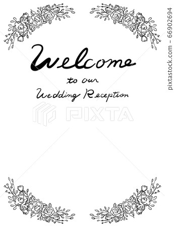 Wedding welcome board line drawing black 1 color - Stock Illustration ...