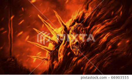 Infernal demon knight with developing cloak is - Stock Illustration ...