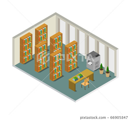 isometric library room-插圖素材 [66905847] - PIXTA圖庫