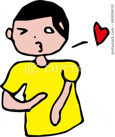 Boy throwing kiss - Stock Illustration [66909410] - PIXTA