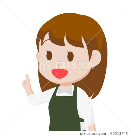 Female staff in apron clerk / tell cartoon... - Stock Illustration ...