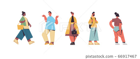 set cute people in casual trendy clothes mix... - Stock Illustration ...