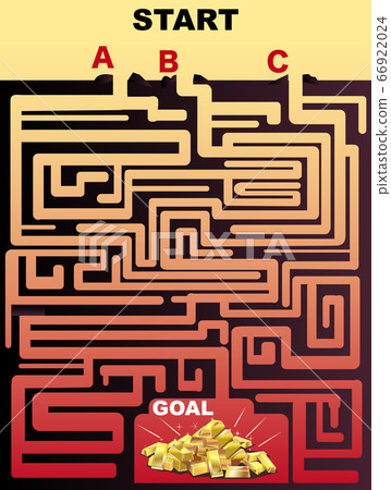 Find the maze and gold bullion! - Stock Illustration [66922024] - PIXTA